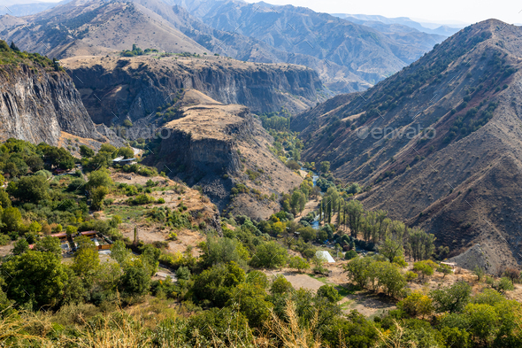 gorge with Azat River in Gegham mountains, Garni Stock Photo by vvoennyy