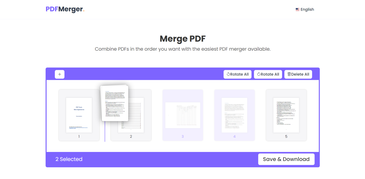 PDF Merger - Merge, Rotate, Organize, Delete & Preview PDF - React Next.js Web App by Dosana