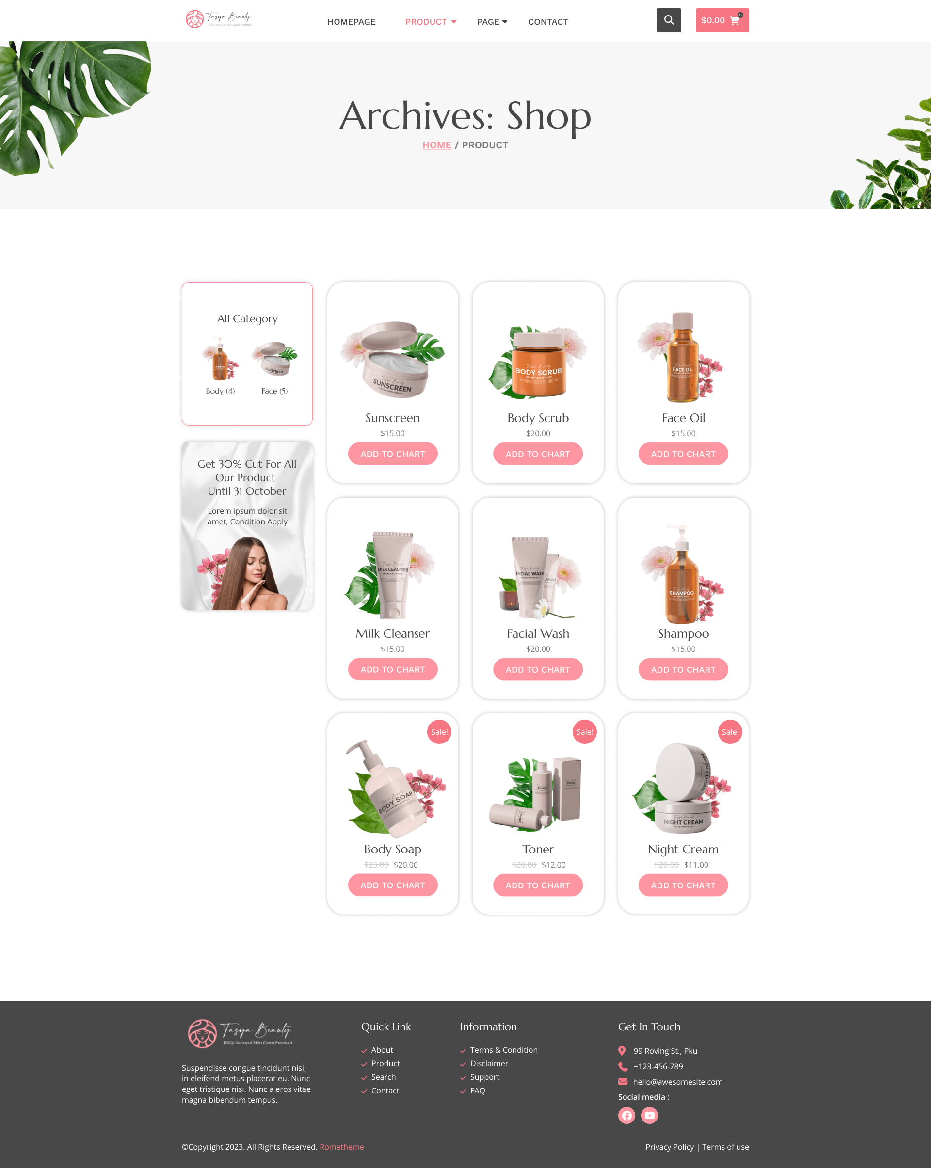 Tasya - Skin Care WooCommerce Figma Template by Rometheme | ThemeForest