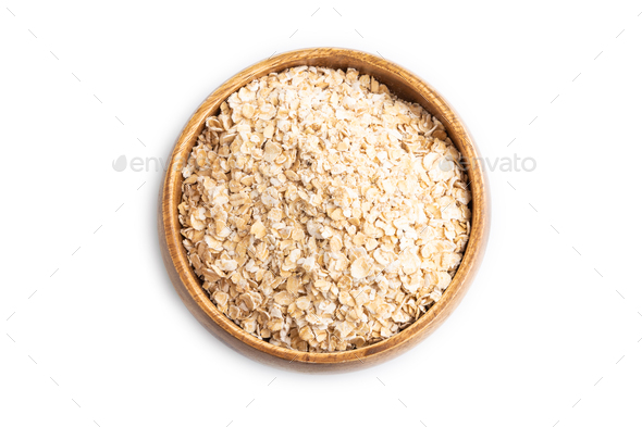 oatmeal isolated on white background, top view Stock Photo by uladzimirz