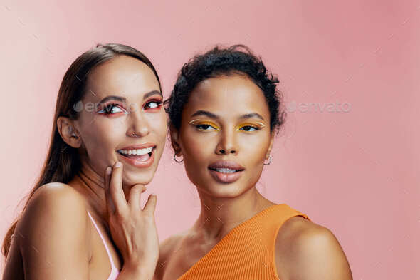 Model woman studio beautiful beauty colorful american african mixed ...