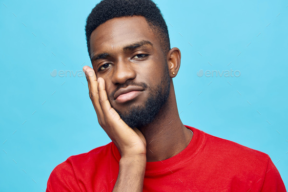 american man face black guy american african fashion red model blue ...