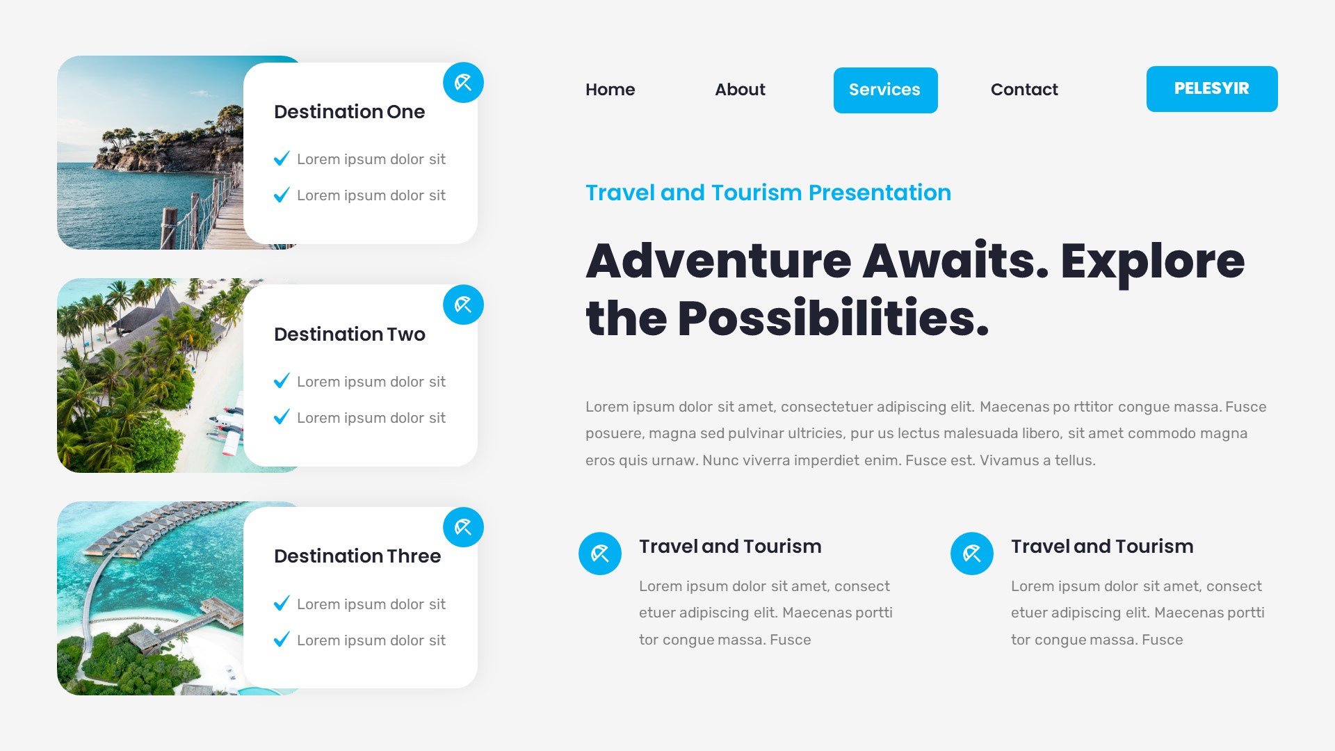 Pelesyir - Travel and Tourism Powerpoint Template, Presentation Templates