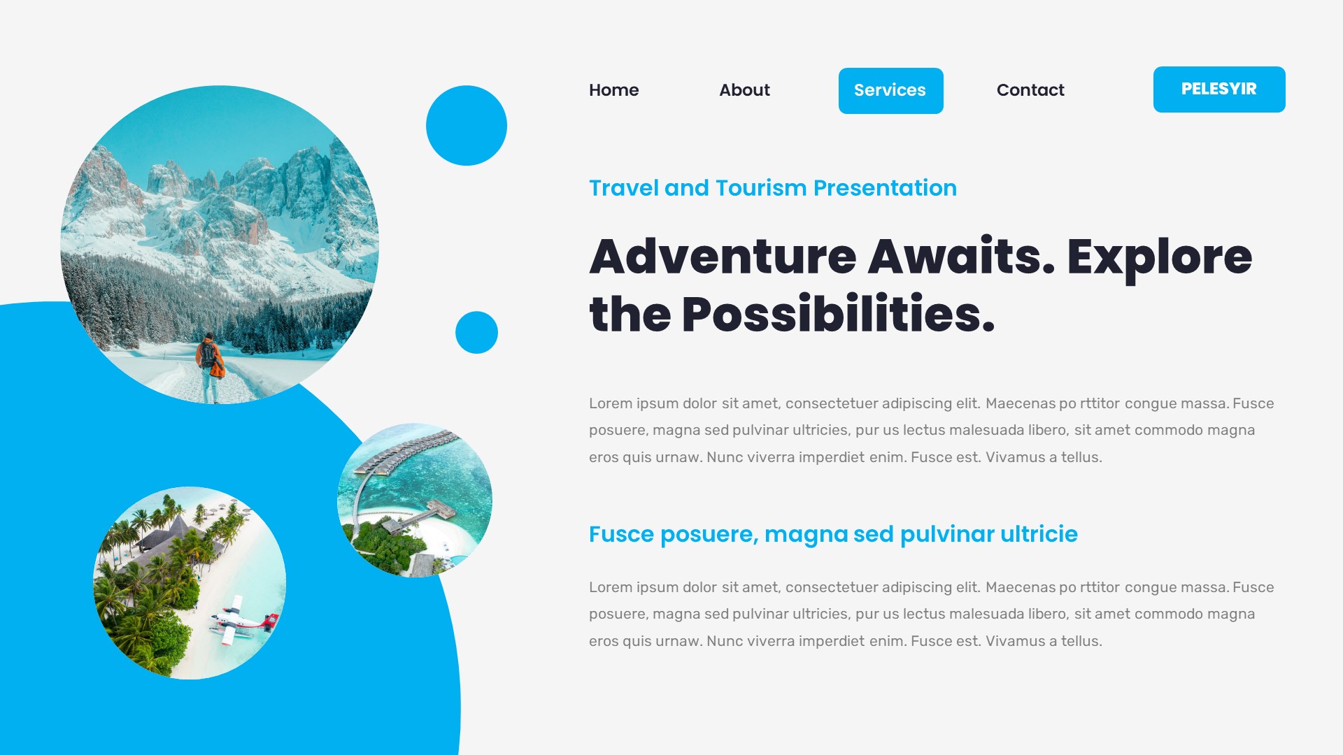 Pelesyir - Travel and Tourism Powerpoint Template, Presentation Templates