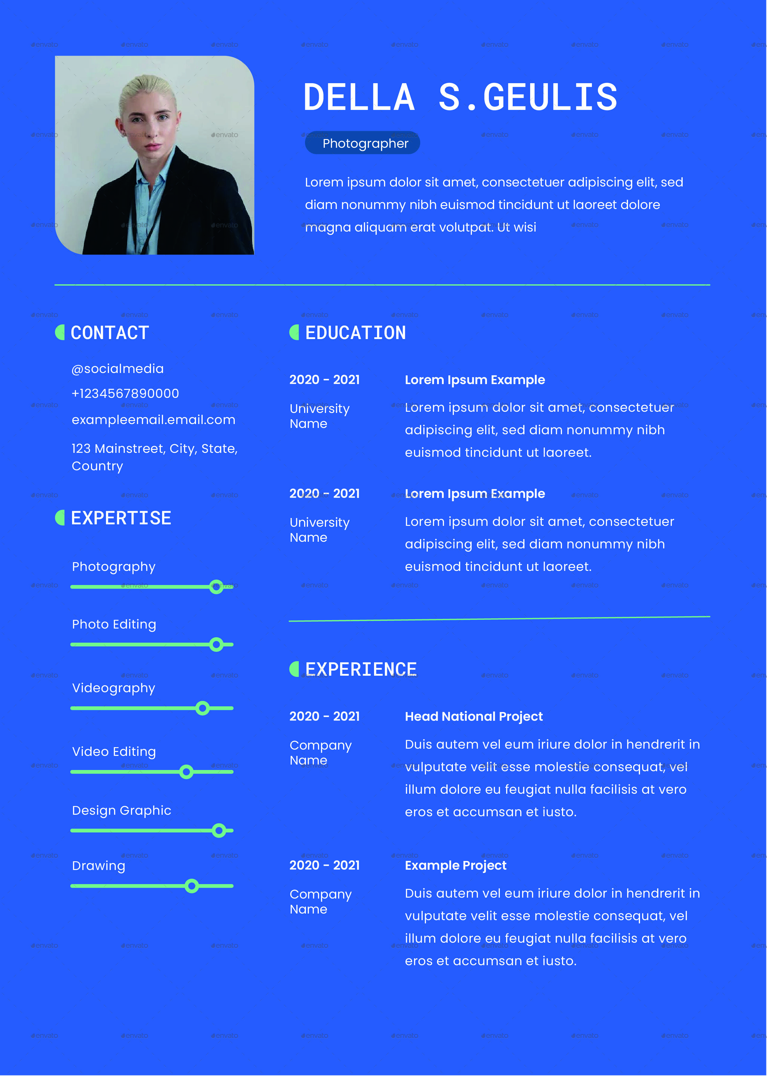 Simple Blue Creative Resume Pack, Print Templates | GraphicRiver