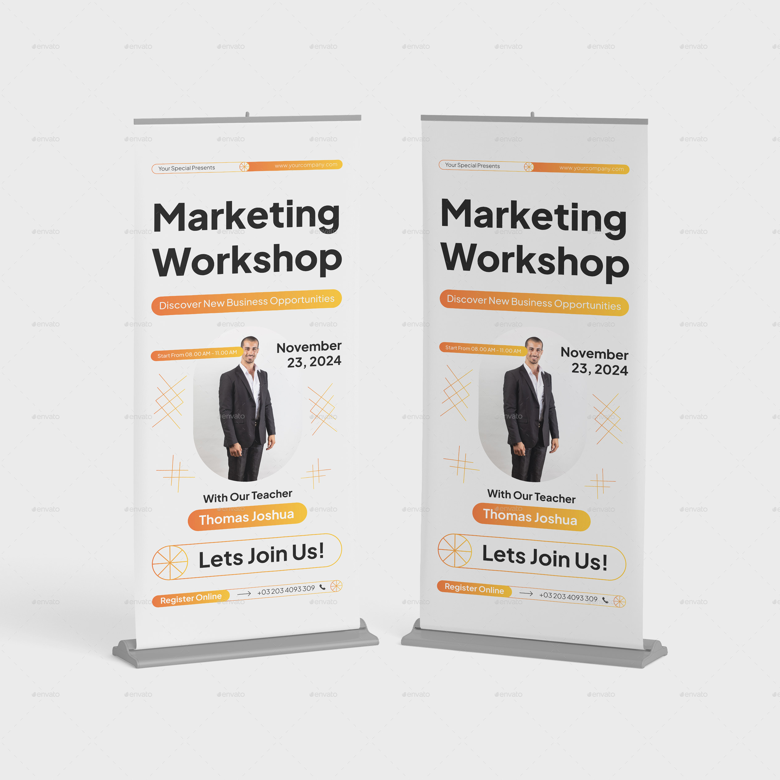 Yellow Gradient Marketing Workshop Banner, Print Templates | GraphicRiver