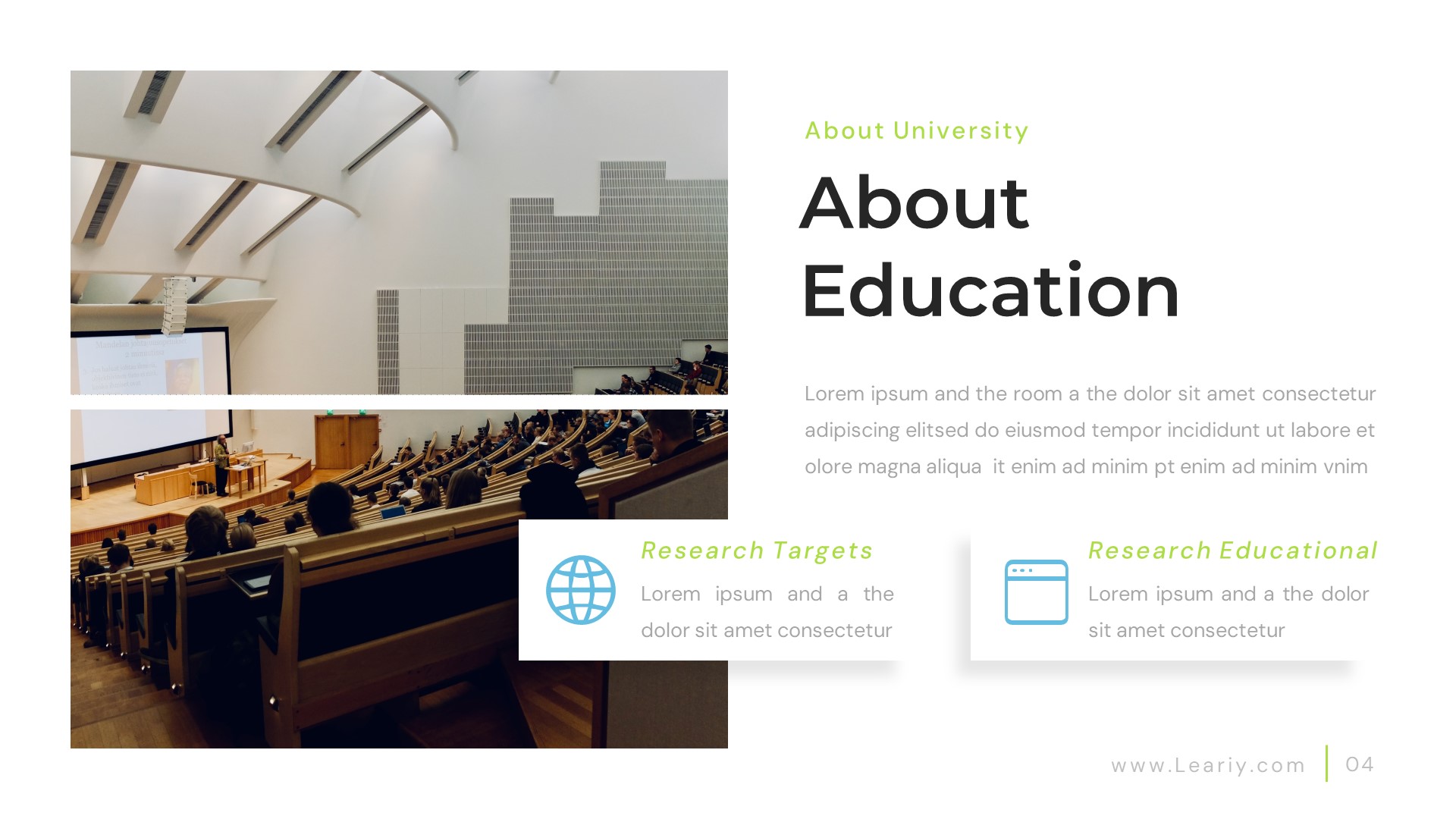 Leariy - Education University PowerPoint Template, Presentation Templates