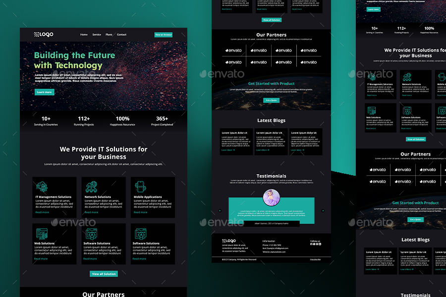 5 Technology Email Newsletter PSD Template, Web Elements | GraphicRiver