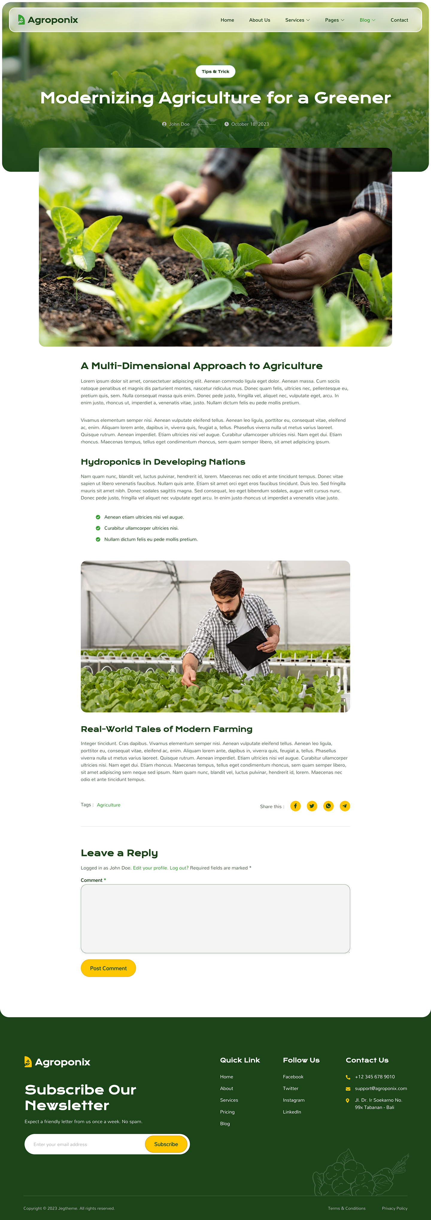 Agroponix – Hydroponic & Agriculture Elementor Template Kit by jegtheme