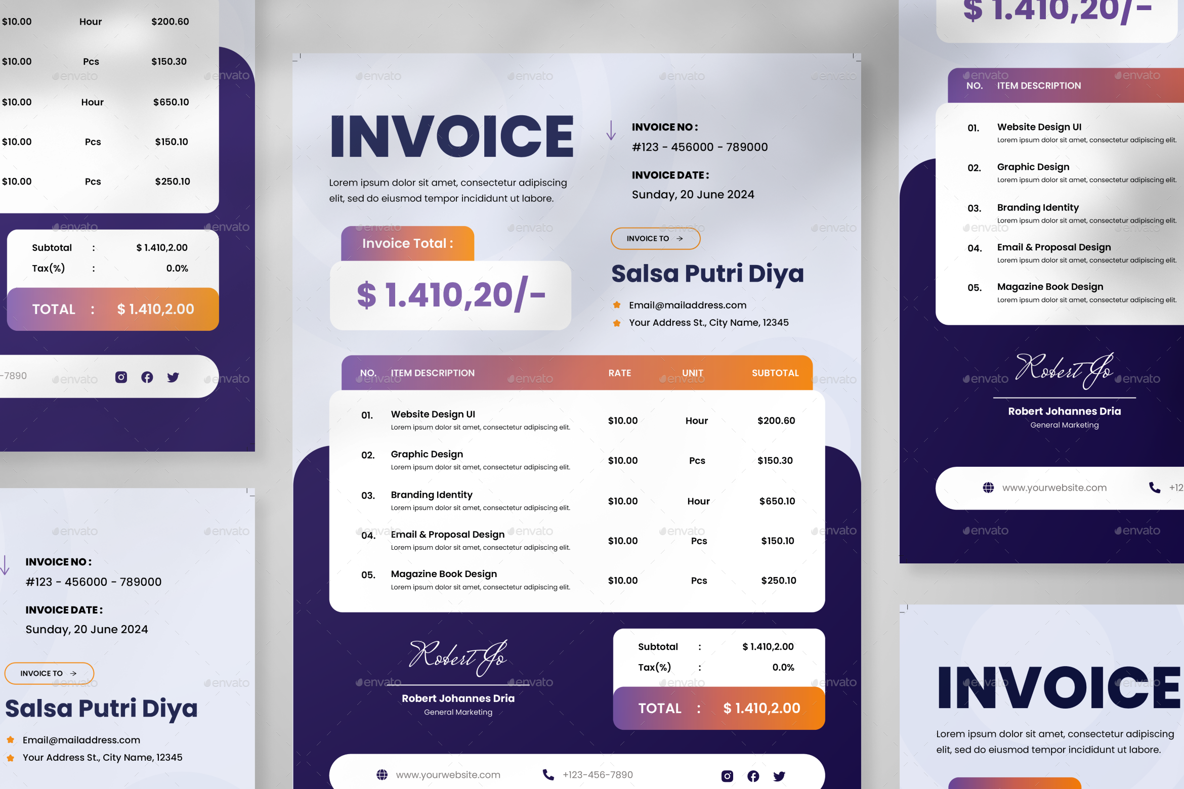 Blend Purple Invoice, Print Templates | GraphicRiver