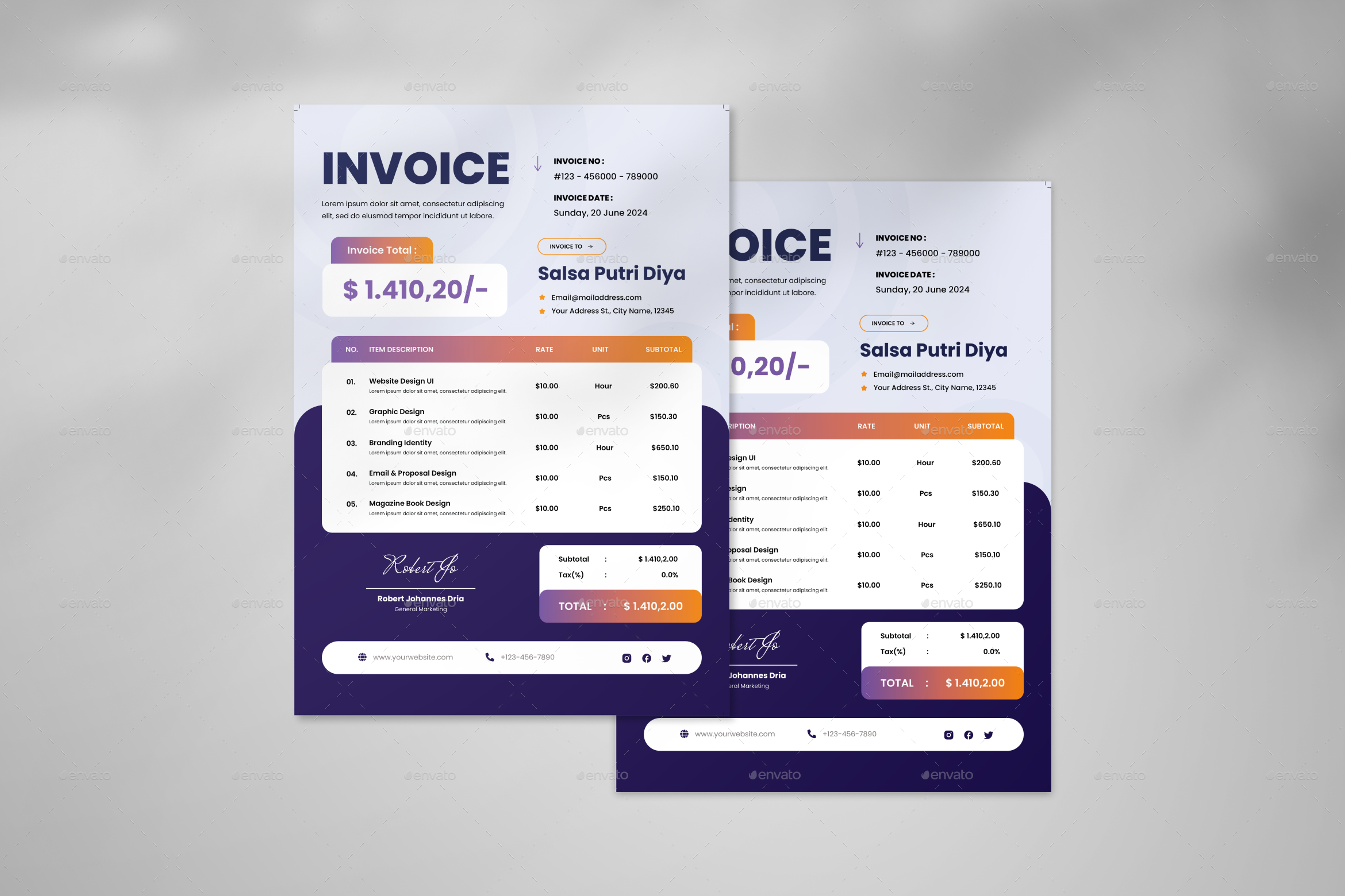 Blend Purple Invoice, Print Templates | GraphicRiver