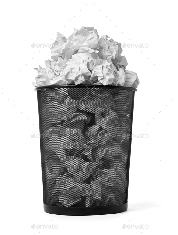 paper ball trash bin rubbish garbage wastepaper Stock Photo by dvatri
