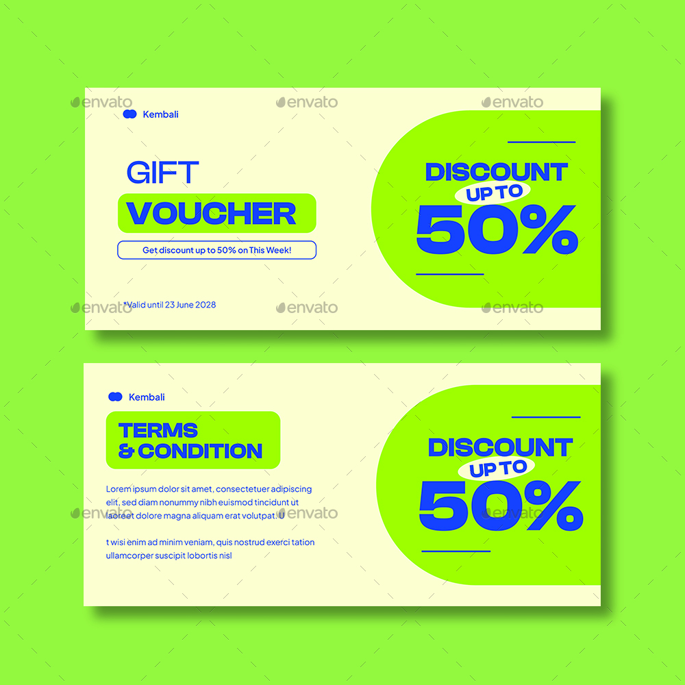 Simple Creamy Blue Voucher, Print Templates | GraphicRiver
