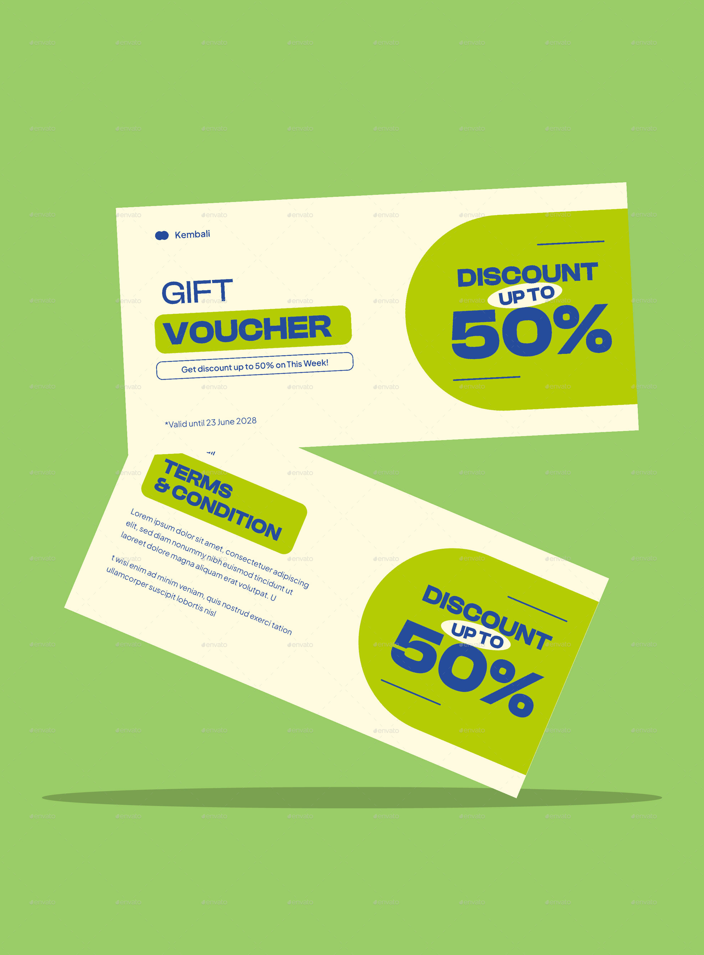 Simple Creamy Blue Voucher, Print Templates | GraphicRiver