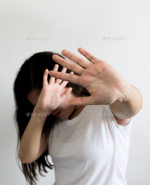 Female raised hands for self-defense Stock Photo by wirestock | PhotoDune