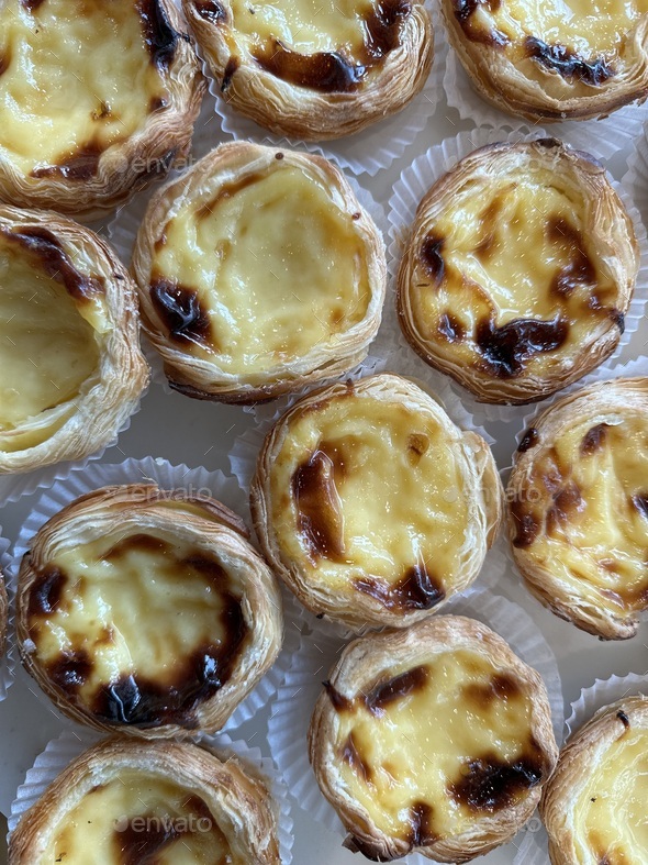 Pastel de nata background. Pastels Stock Photo by allatsyganova | PhotoDune