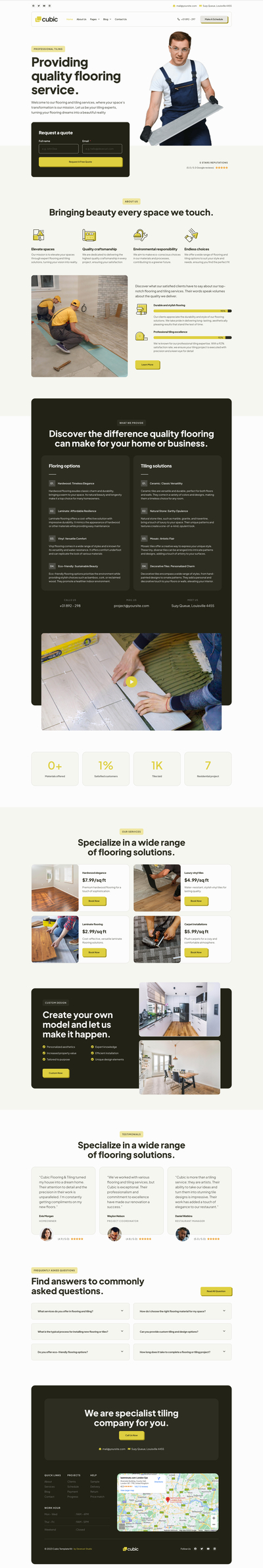 Cubic - Flooring & Tiling Services Elementor Pro Template Kit by deverust