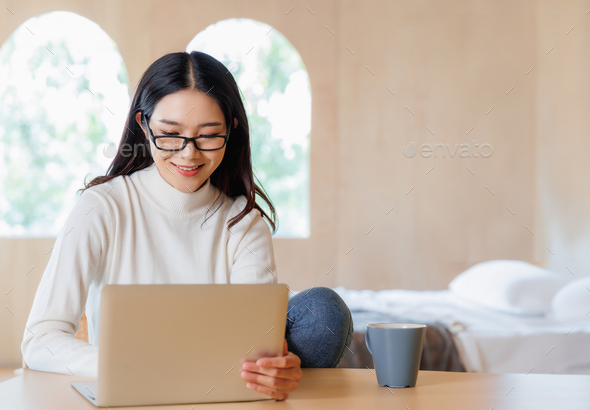 Vision in Focus, Beauty of a Young Asian Adult Woman at Work Stock ...