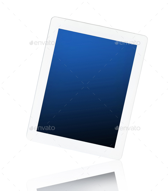 Tablet with blue screen Stock Photo by AFGreen | PhotoDune