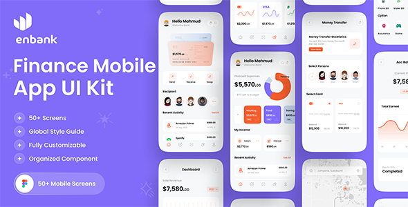 enbank - Finance mobile app UI kit by pixleslab | ThemeForest