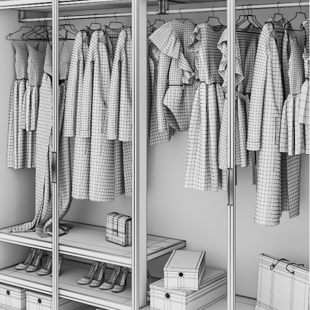 mirrored clothes rack and clothes set by Jasurbek7777 | 3DOcean