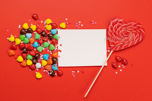 Candy sweets and blank greeting card for your greetings Stock Photo by ...