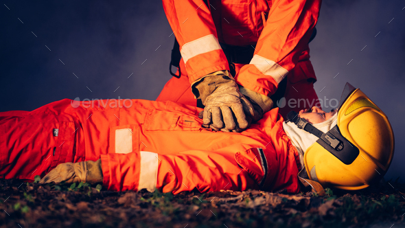 First Aid Support and Courageous Firefighters Saving People from ...