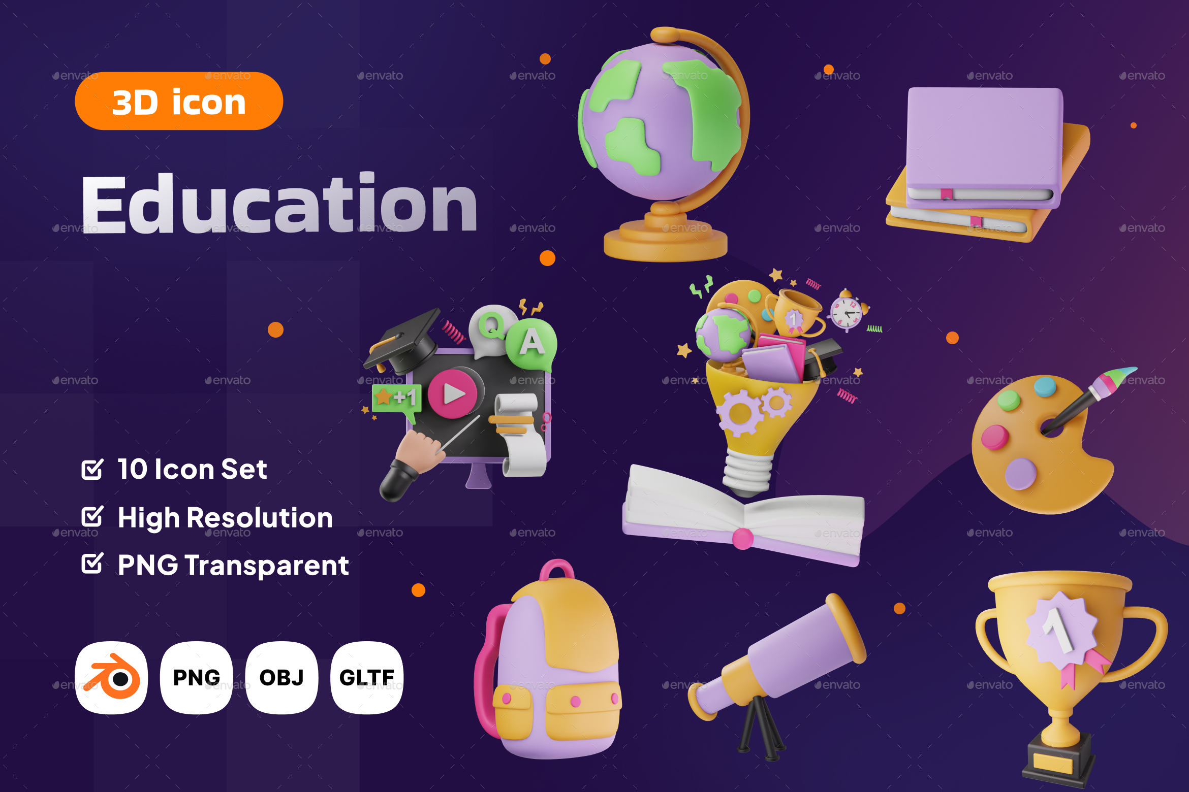 Education Pack 3D Icon Pack by helicastudio | GraphicRiver