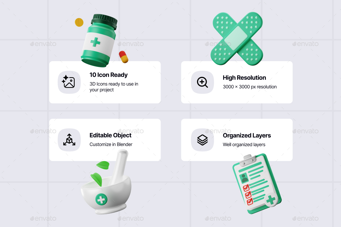 Medical Icon 3D Icon Pack by helicastudio | GraphicRiver