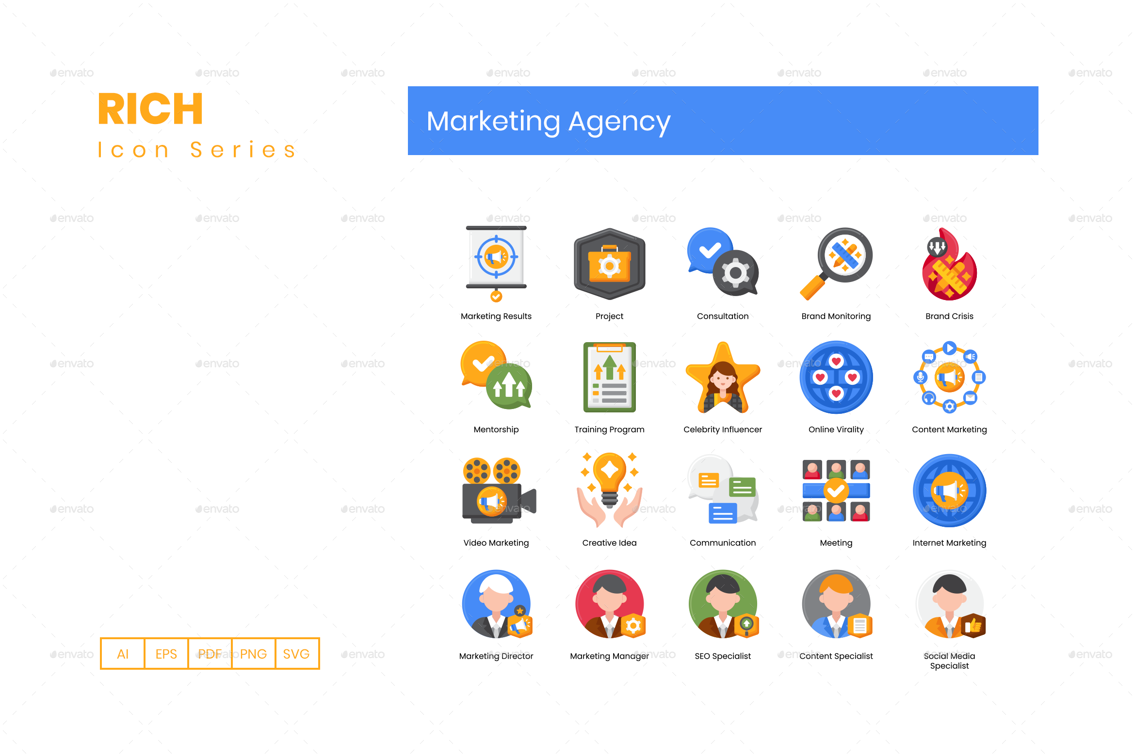 80 Marketing Agency Icons | Rich Series, Icons | GraphicRiver