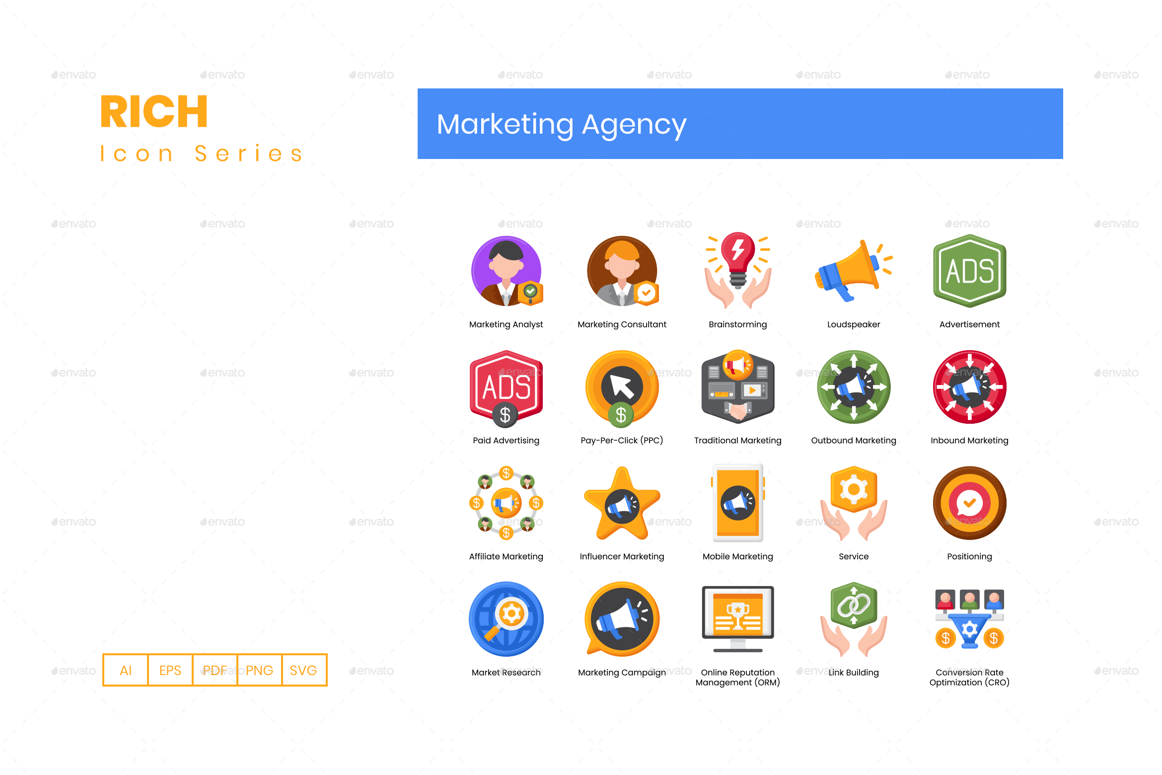80 Marketing Agency Icons | Rich Series, Icons | GraphicRiver