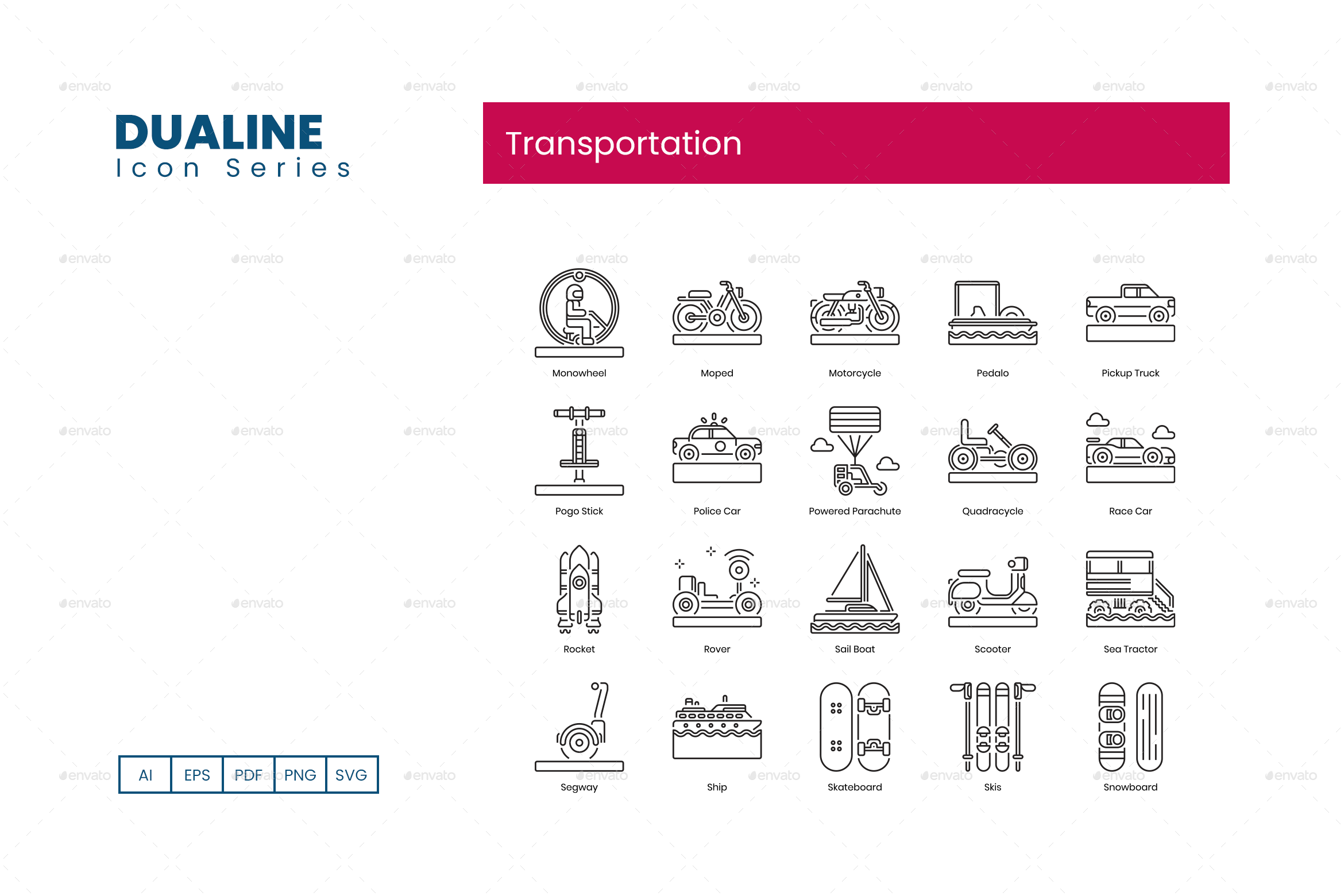 80 Transportation Icons | Dualine Series, Icons | GraphicRiver
