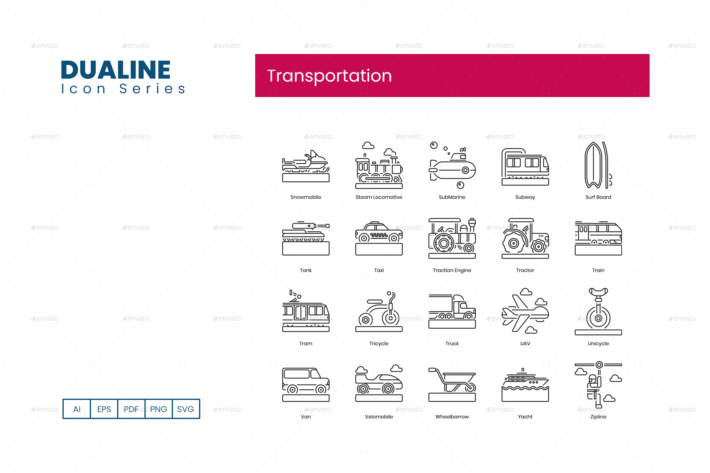 80 Transportation Icons | Dualine Series, Icons | GraphicRiver