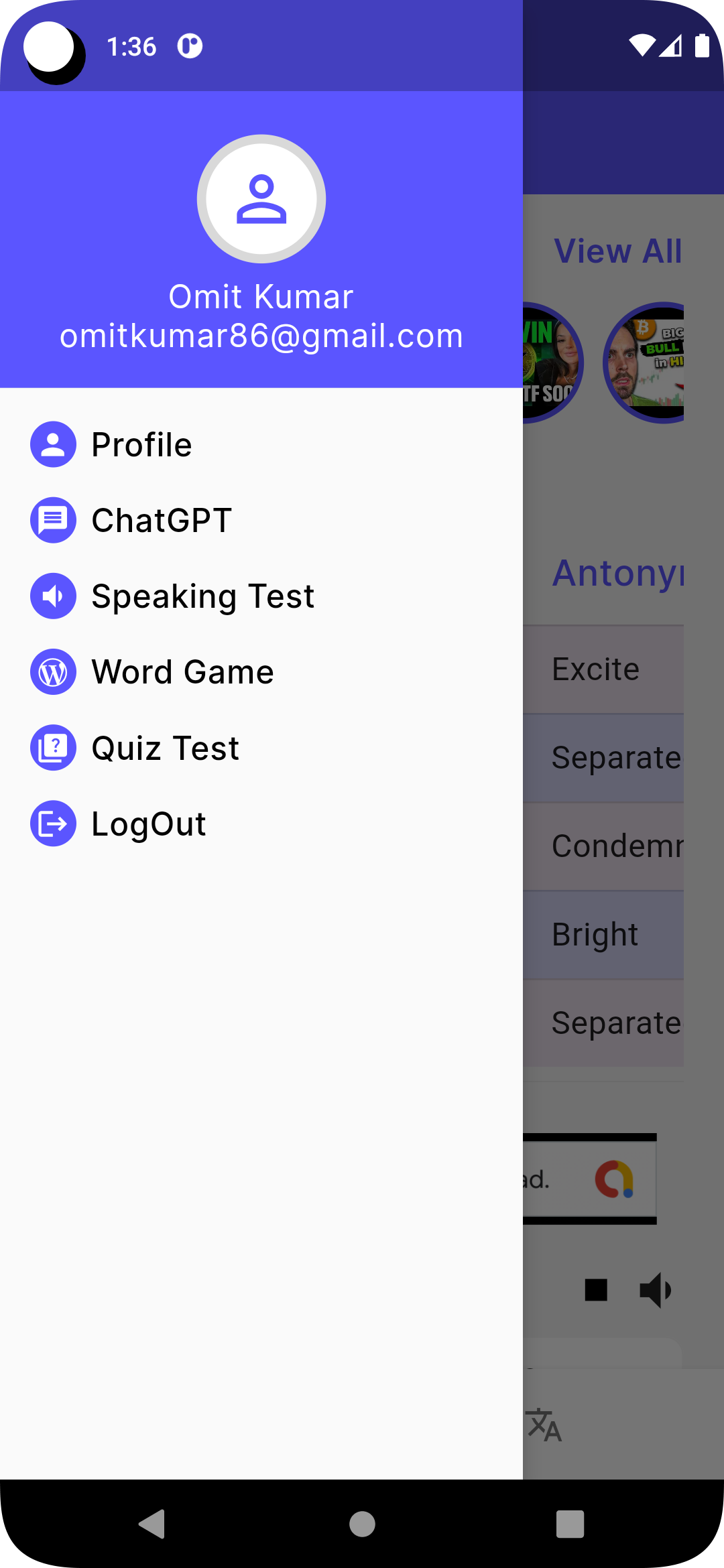 One Minute English | English Learning App with Admob and ChatGPT(Flutter App for Android & Ios ...