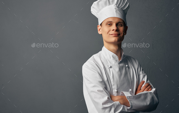 male chef cooking food hand gestures restaurant food preparation ...