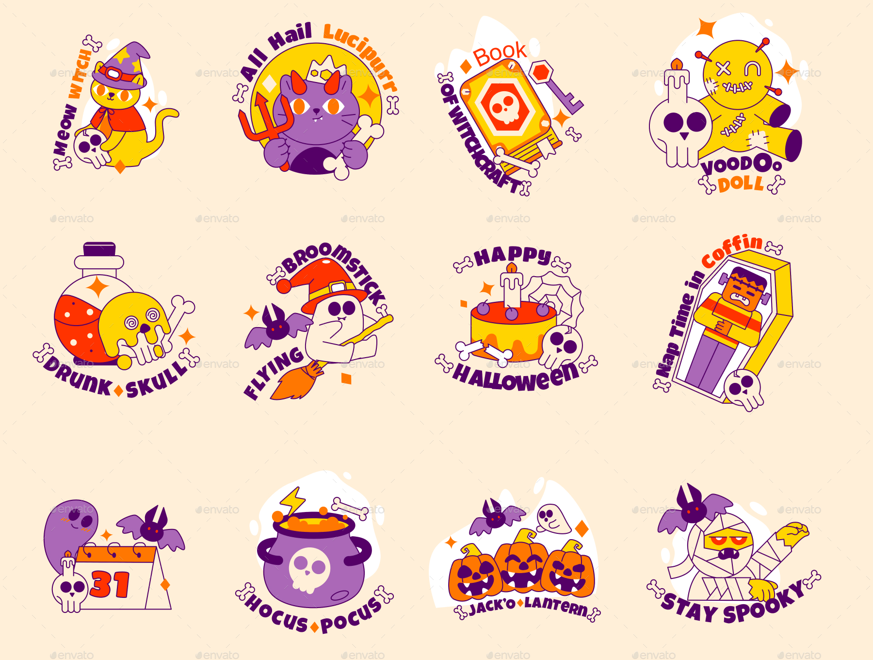 Halloween Sticker Illustration, Graphics | GraphicRiver