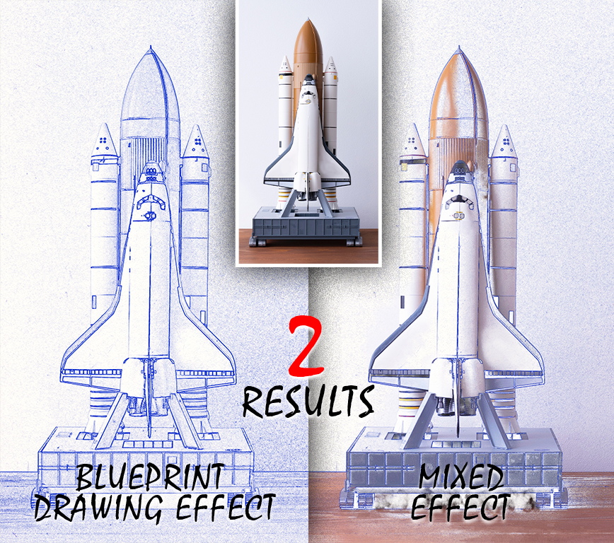 Blueprint Drawing Effect Photoshop Actions, Add-ons | GraphicRiver