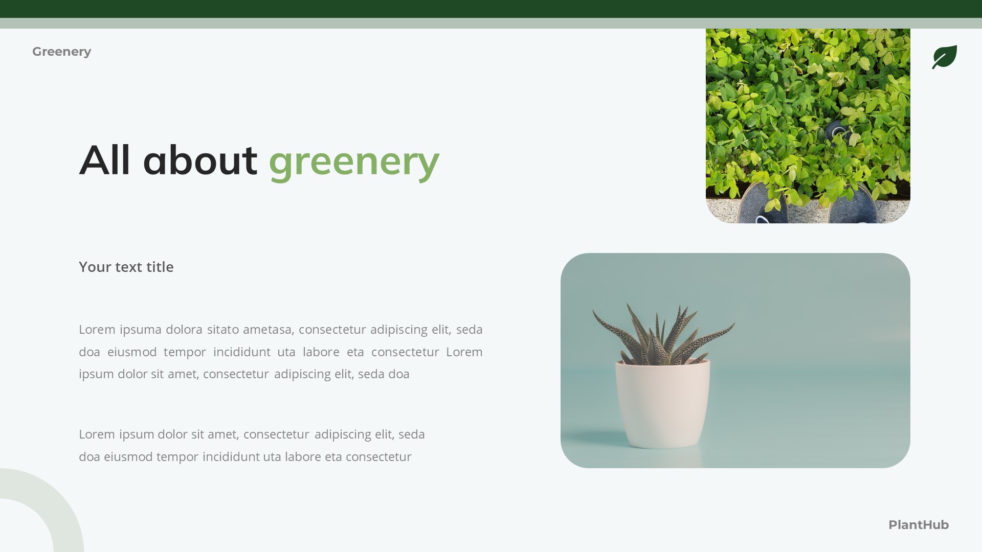 Greenery - plants and vegetation Keynote template, Presentation Templates