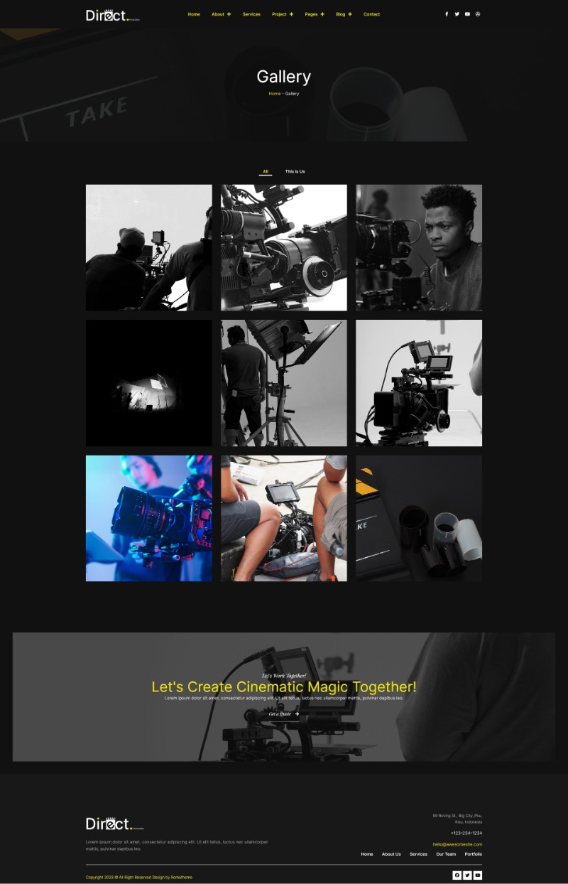 Direct - Film & Video Production Elementor Pro Template Kit by Rometheme