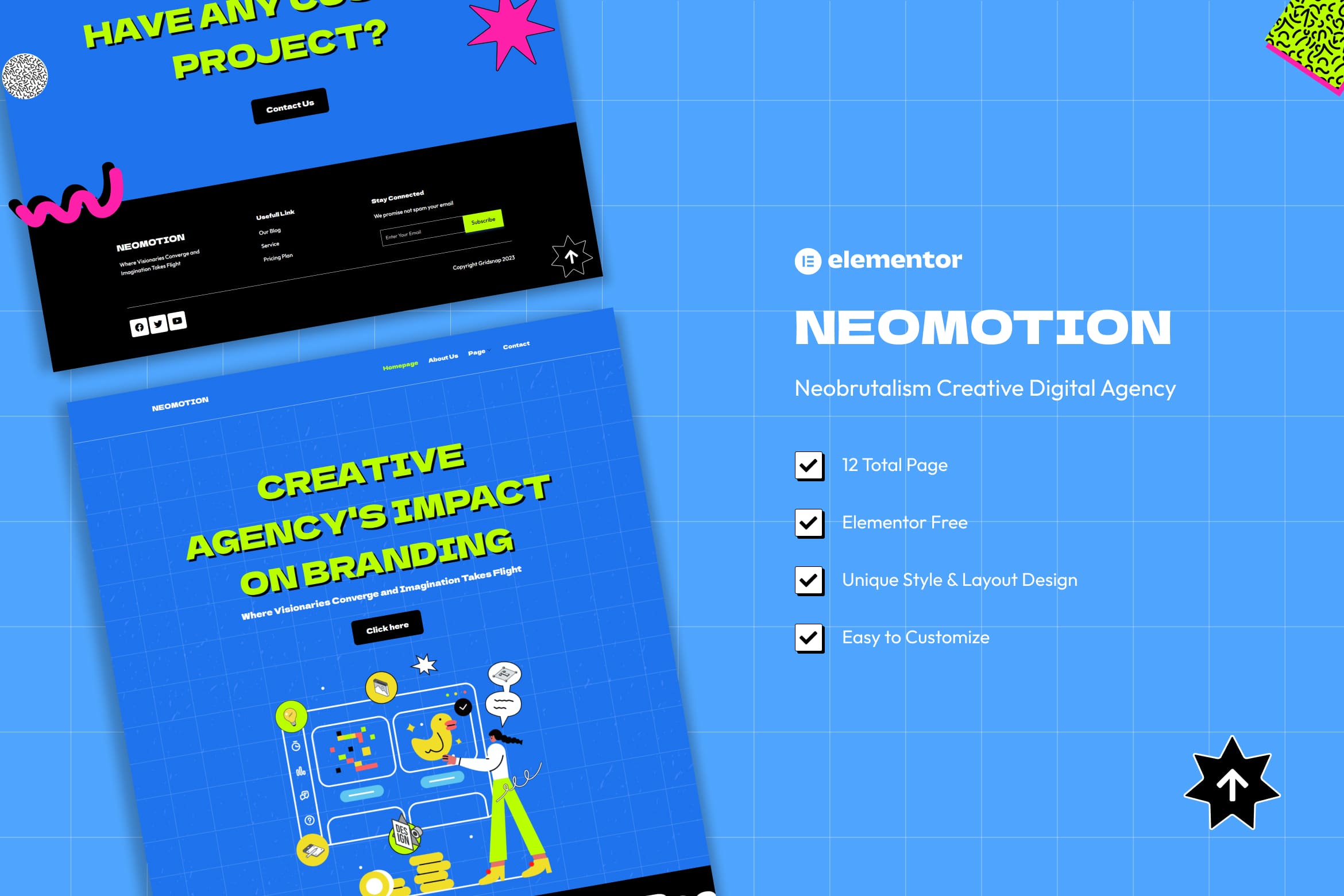 Neomotion - Neobrutalism Creative Agency Website by gridsnap | ThemeForest