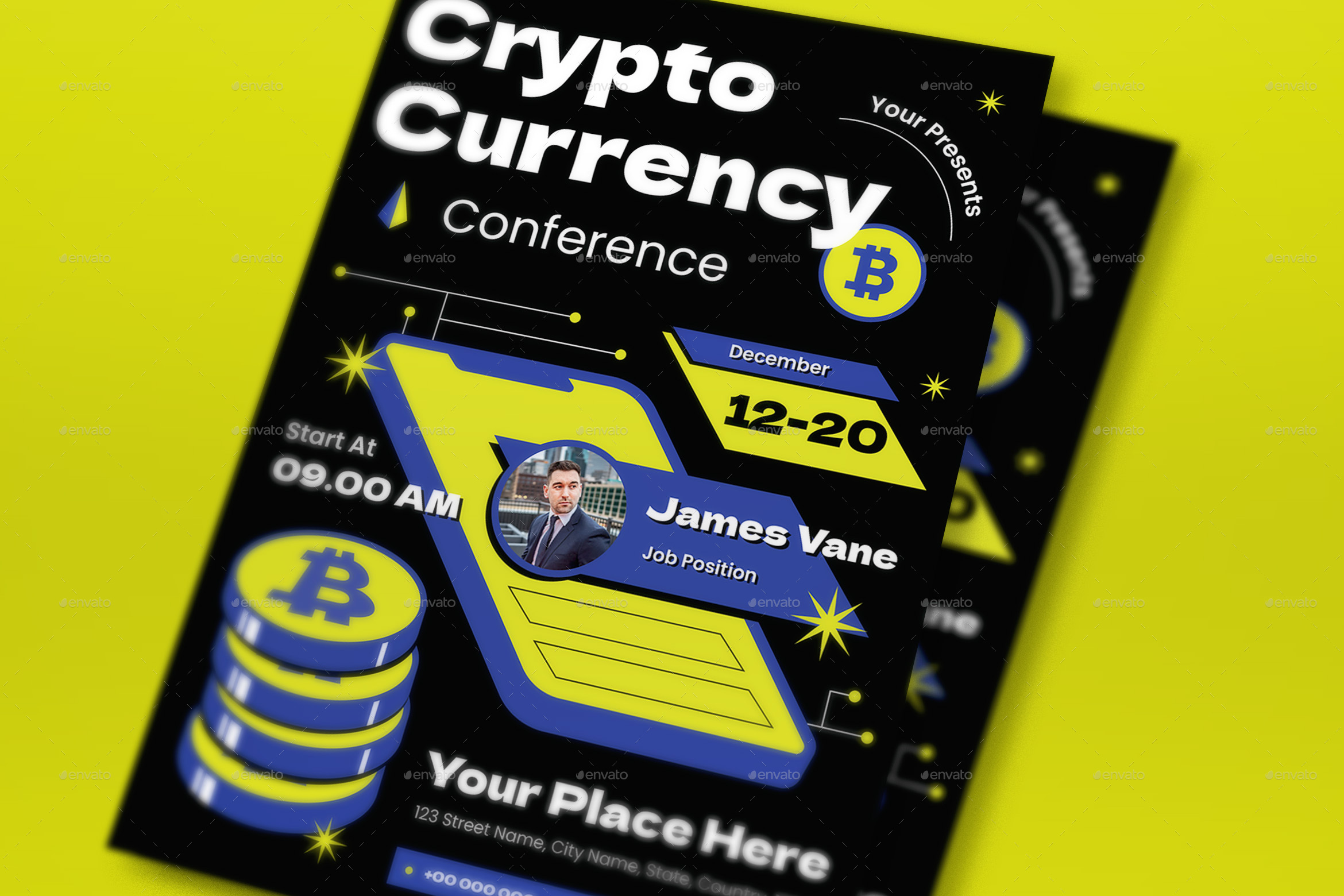 Black Modern Crypto Flyer Set, Print Templates | GraphicRiver