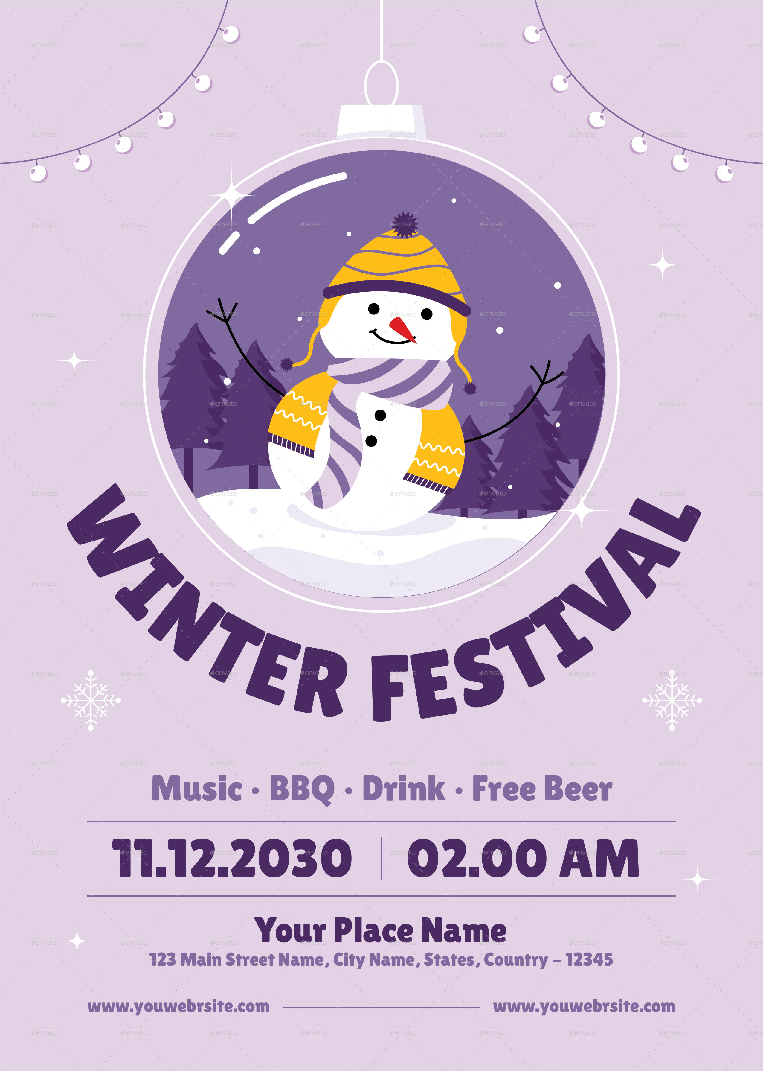 Modern Winter Festival Flyer, Print Templates | GraphicRiver