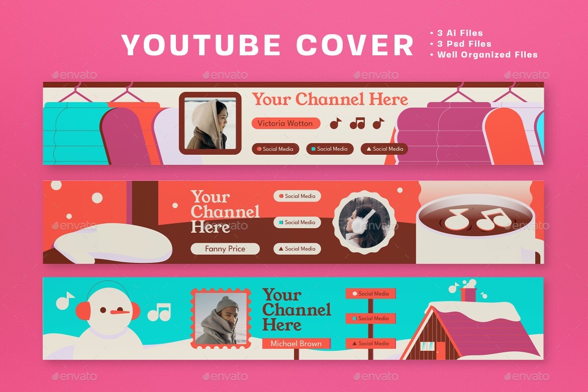 Blue Modern Music YouTube Cover, Web Elements | GraphicRiver