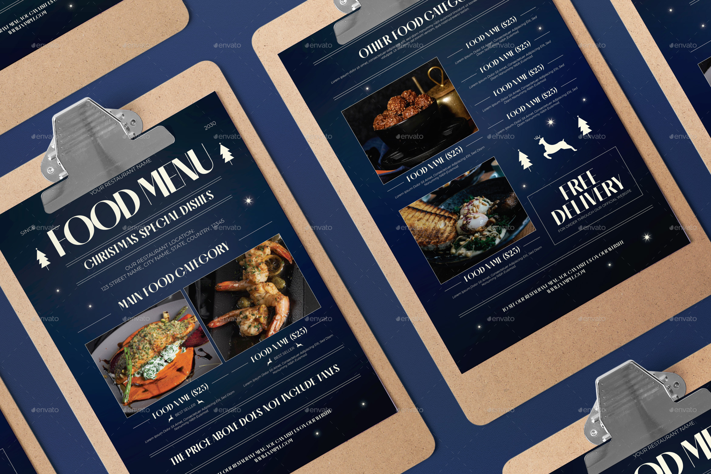 Navy Aesthetic Christmas Food Menu, Print Templates | GraphicRiver