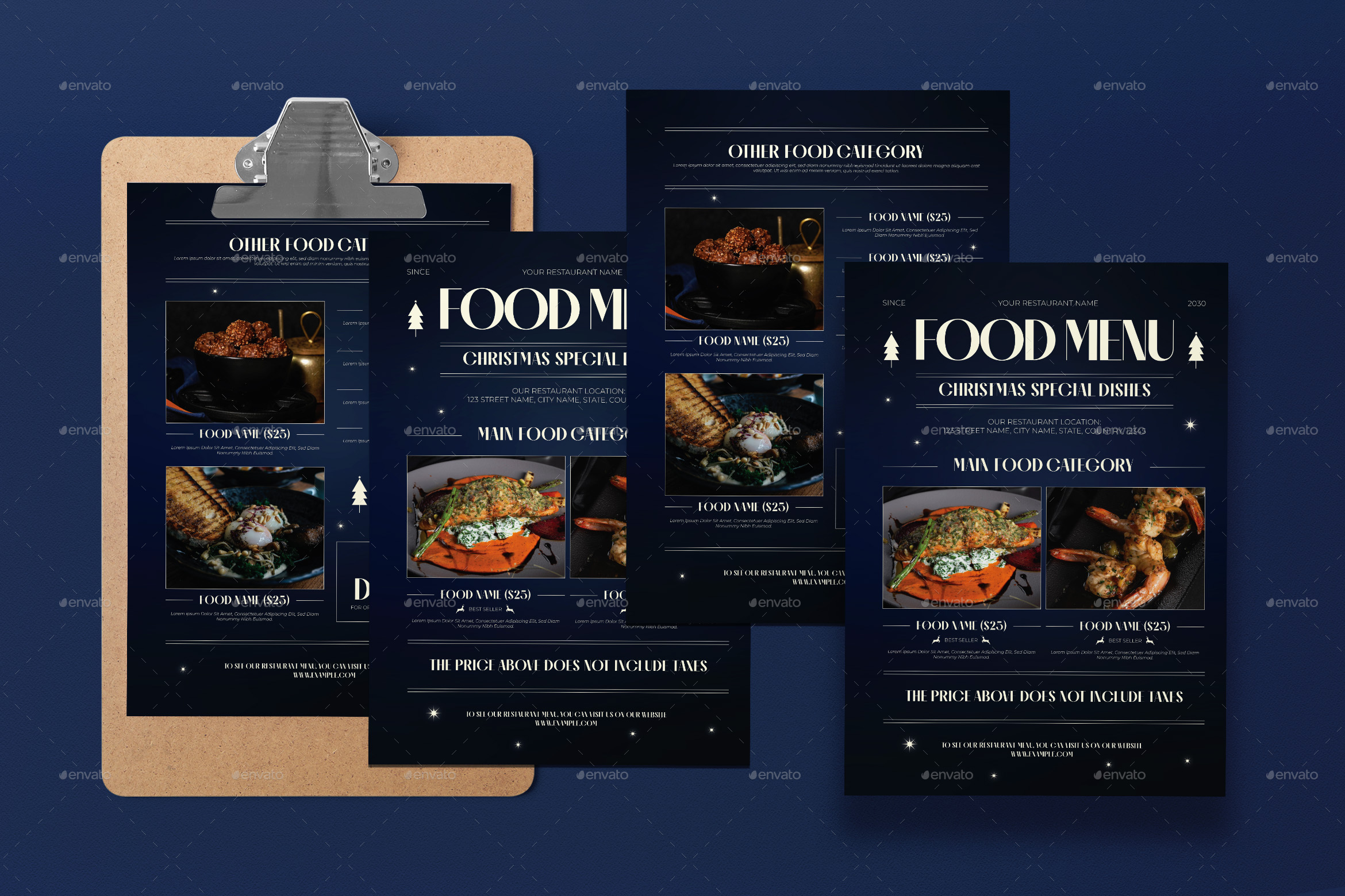 Navy Aesthetic Christmas Food Menu, Print Templates | GraphicRiver
