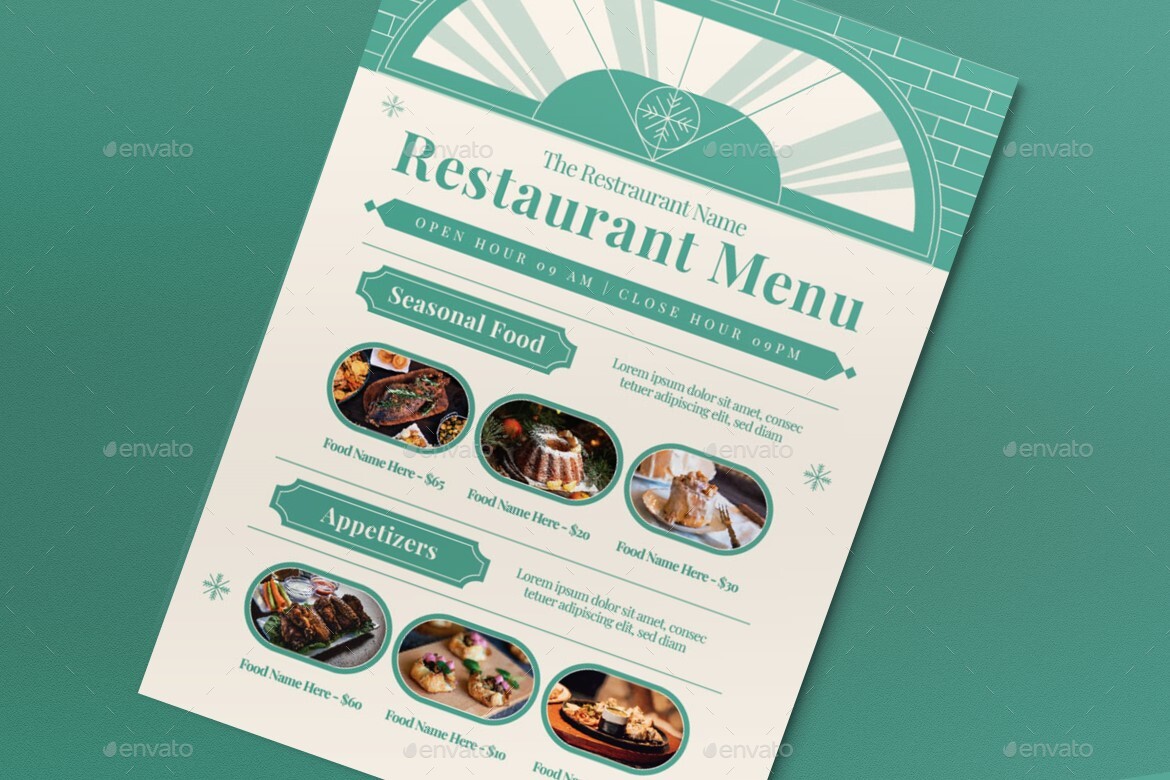 Blue Flat Design Winter Menu, Print Templates | GraphicRiver