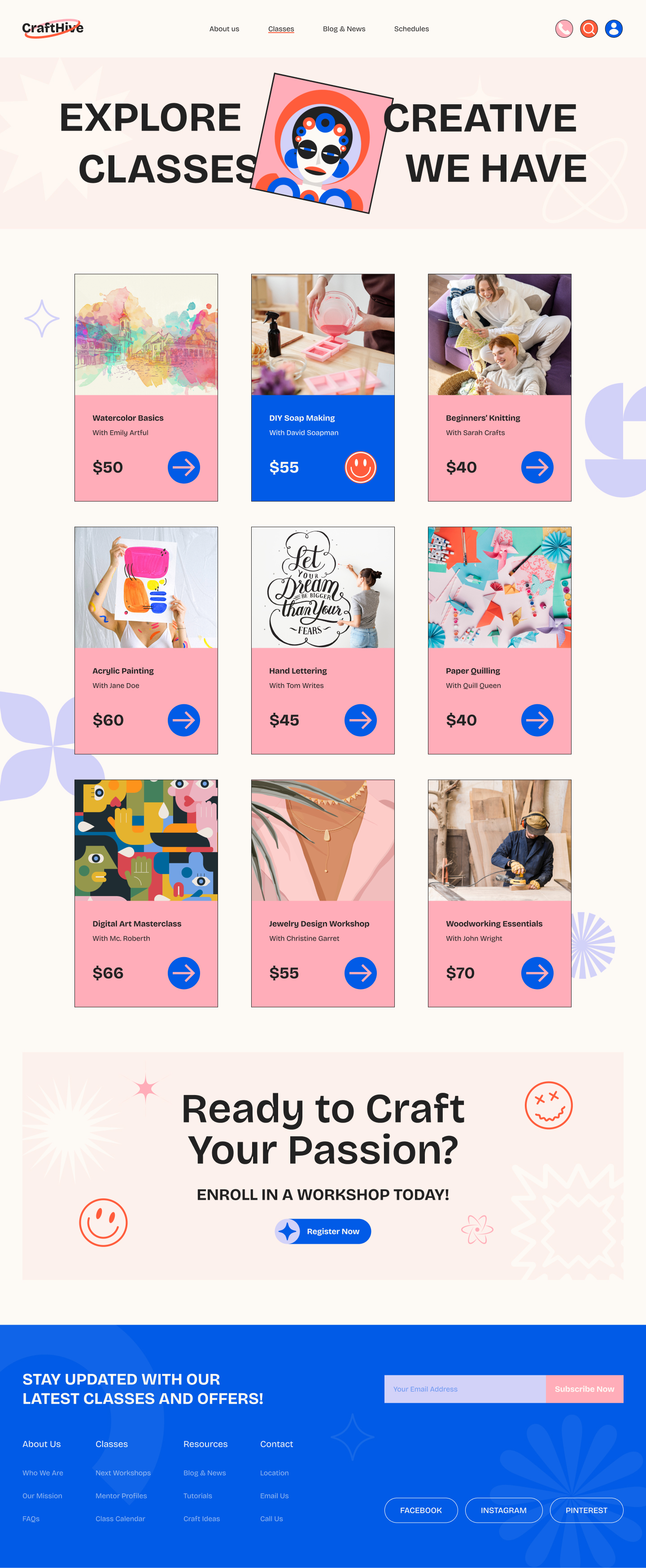 CraftHive - Creative Workshop Website Figma Template by peterdraw ...