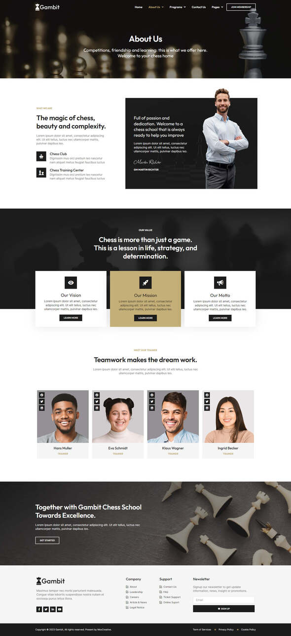 Gambit - Chess Club Courses & Training Elementor Template Kit by ...
