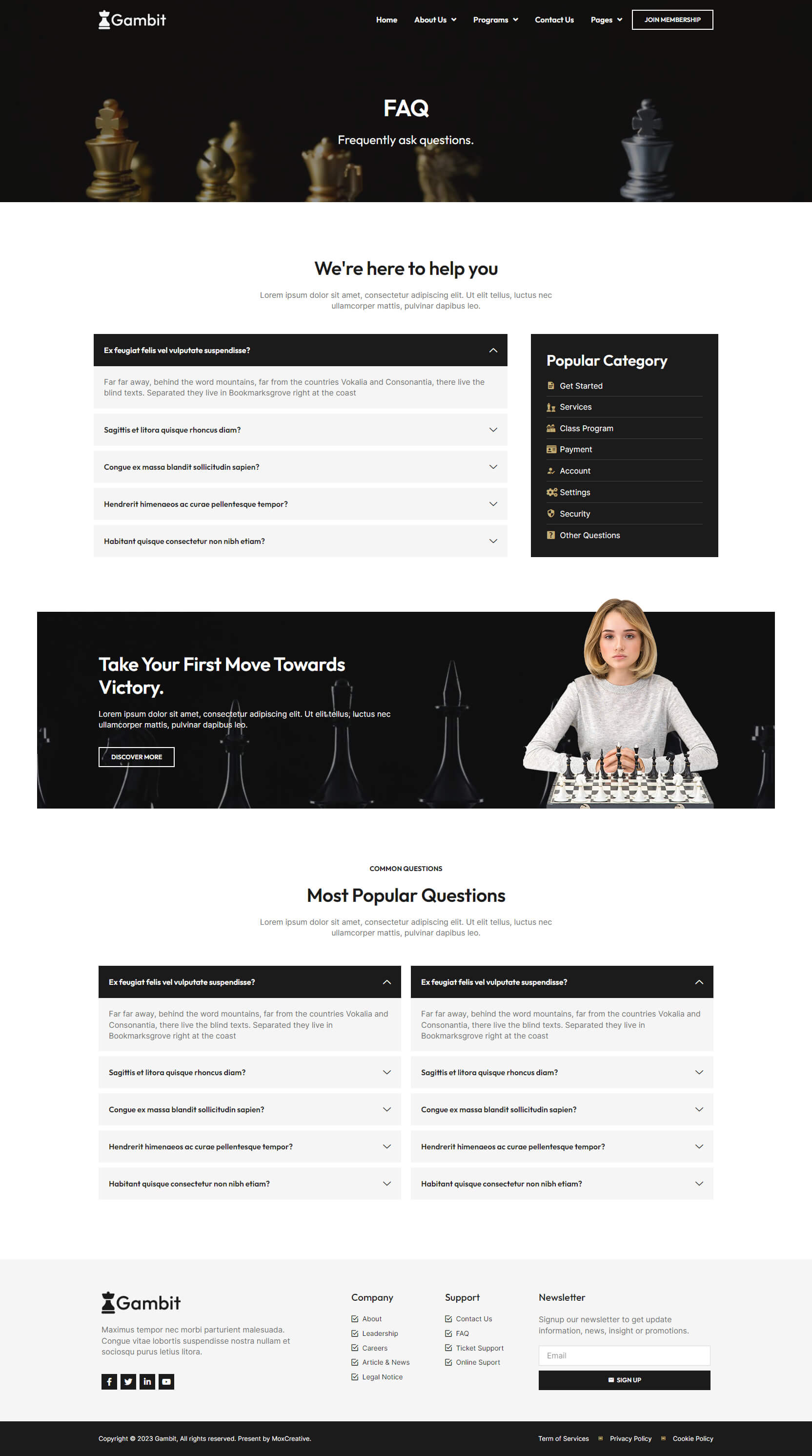 Gambit - Chess Club Courses & Training Elementor Template Kit by ...