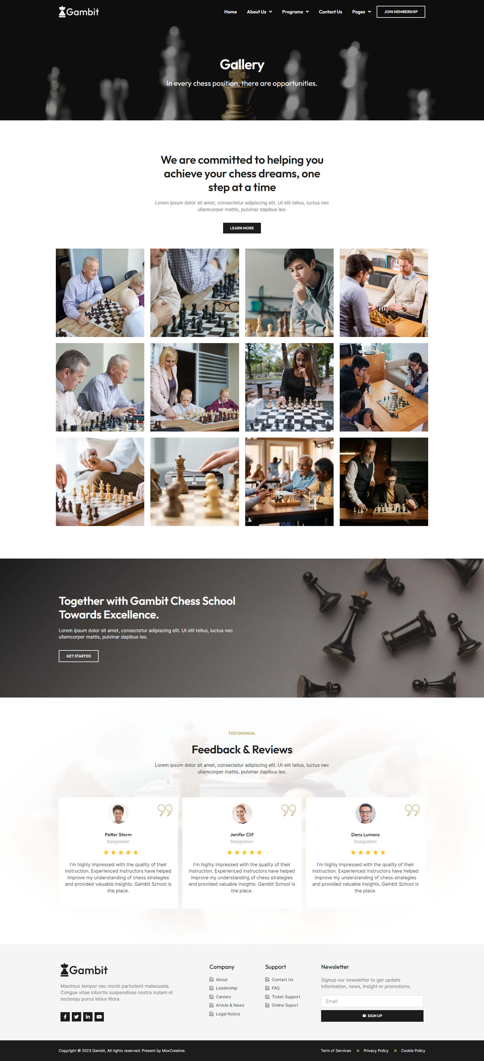 Gambit - Chess Club Courses & Training Elementor Template Kit by ...